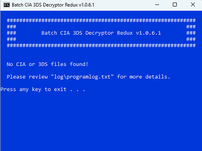 Batch CIA 3DS Decryptor Redux - (File Operation) - GameBrew