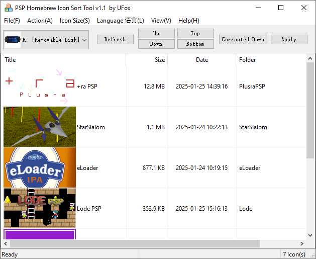 PSP Homebrew Icon Sort Tool - GameBrew