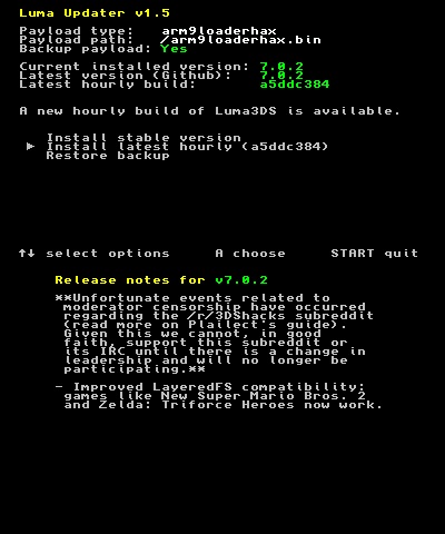 Luma3DS Updater 3DS - GameBrew