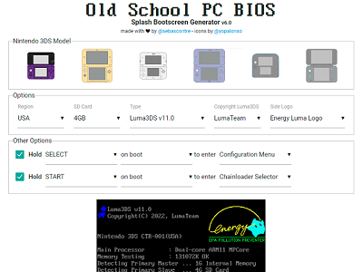 Old School PC BIOS Splash Bootscreen Generator 3DS - GameBrew