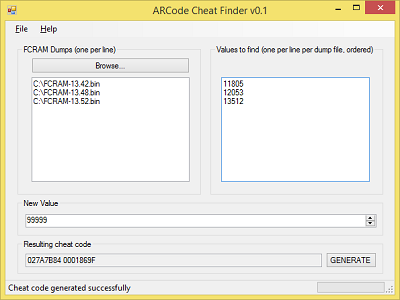 ARCode Cheat Finder 3DS - GameBrew