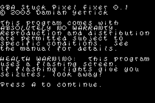 Stuck Pixel Fixer GBA - (System Tools) - GameBrew