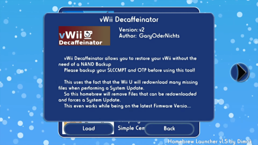 VWii Decaffeinator Wii U - GameBrew