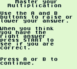 Master Your Multiplication GB - GameBrew