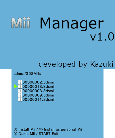 Mii Manager 3DS - (Other Apps) - GameBrew