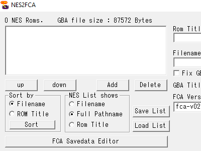 NES2FCA GBA - (Builder Tools) - GameBrew