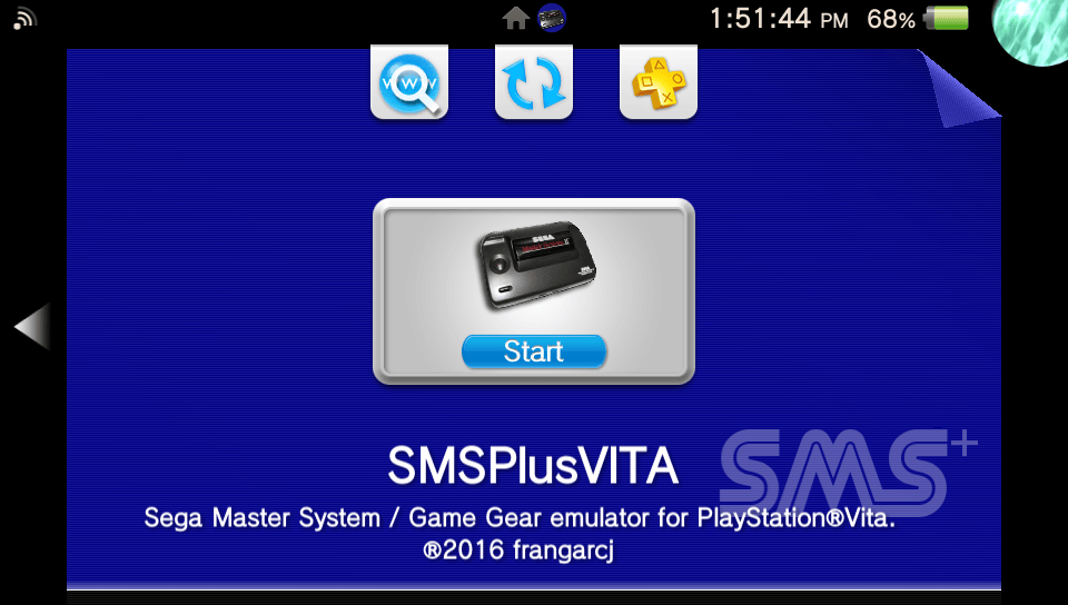 SMSPlusVITA - Vita Homebrew Emulators (Console) - GameBrew
