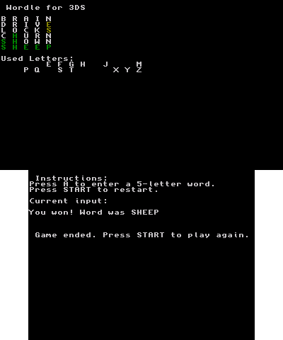 Wordle Terminal 3DS - (Puzzle) - GameBrew