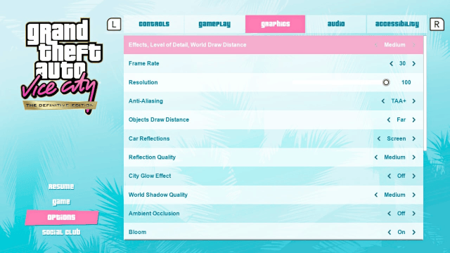 Grand Theft Auto Vice City - The Definitive Edition Graphics and Options Mod Switch - GameBrew